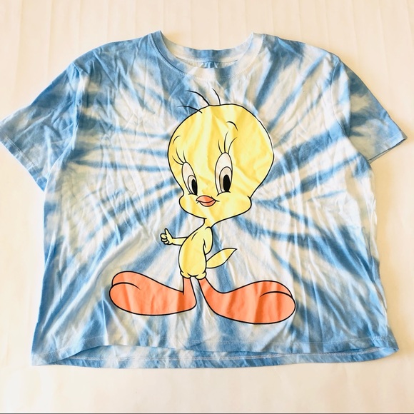 Warner Bros. | Shirts & Tops | Looney Tunes Tweety Tiedye Crop Tshirt ...